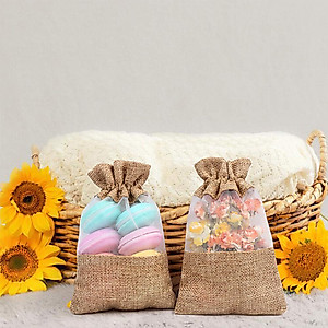 CCINEE 24PCS Burlap Drawstring Gift Bag,Organza Treat Bag Pouch for Wedding Baby Shower Party Favor Supply,4 X 6 Inch