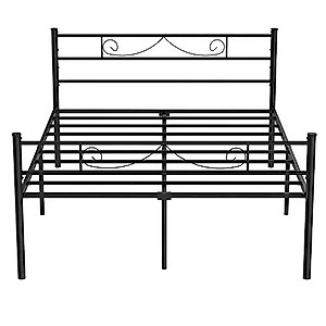 HAAGEEP Metal Platform Full Size Bed Frame with Headboard and Footboard 18 Inch Tall No Box Spring Needed Double Bedframe Storage