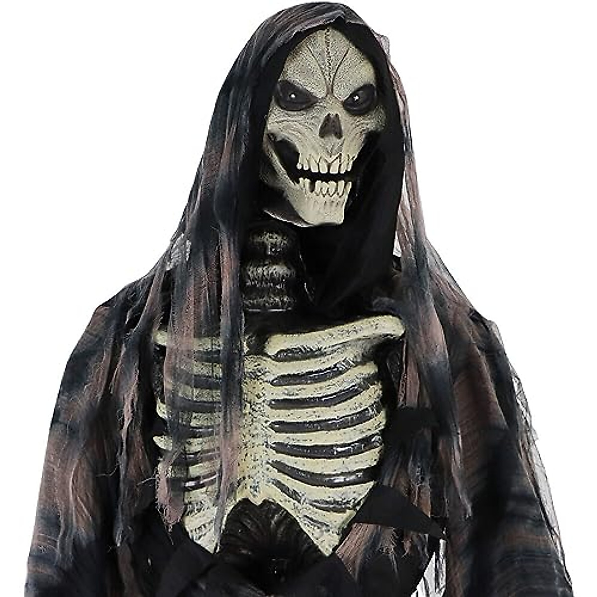 Haunted Hill Farm Motion-Activated 7-Ft. Tall Rotting Reaper, Plug-in Talking Scare Prop Animatronic for Indoor or Covered Outdoor Creepy Halloween Decoration