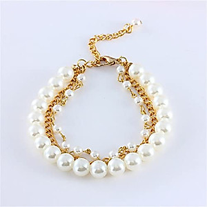 Dog Collars Pet Pearl Necklace Cute Doggie Cat Summer Collar with Crystal Rhinestone for Cats Puppy Costume