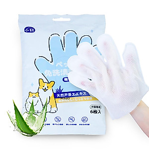 Generic Pet Bathing Wipes for Dogs & Cats - 6 Pcs Dog and & Cleaning Gloves Wipes，Gentle Cleaning for Paws, Ears, Fur, Eye and Butt, white
