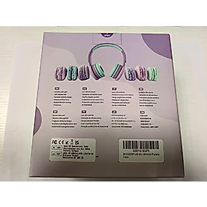 BIGGERFIVE Kids Wireless Bluetooth Headphones with 7 Colorful LED Lights, 50H Playtime, Microphone, 85dB/94dB Volume Limited, Foldable On Ear Kids Headphones for School/Girls/Fire Tablet, Purple