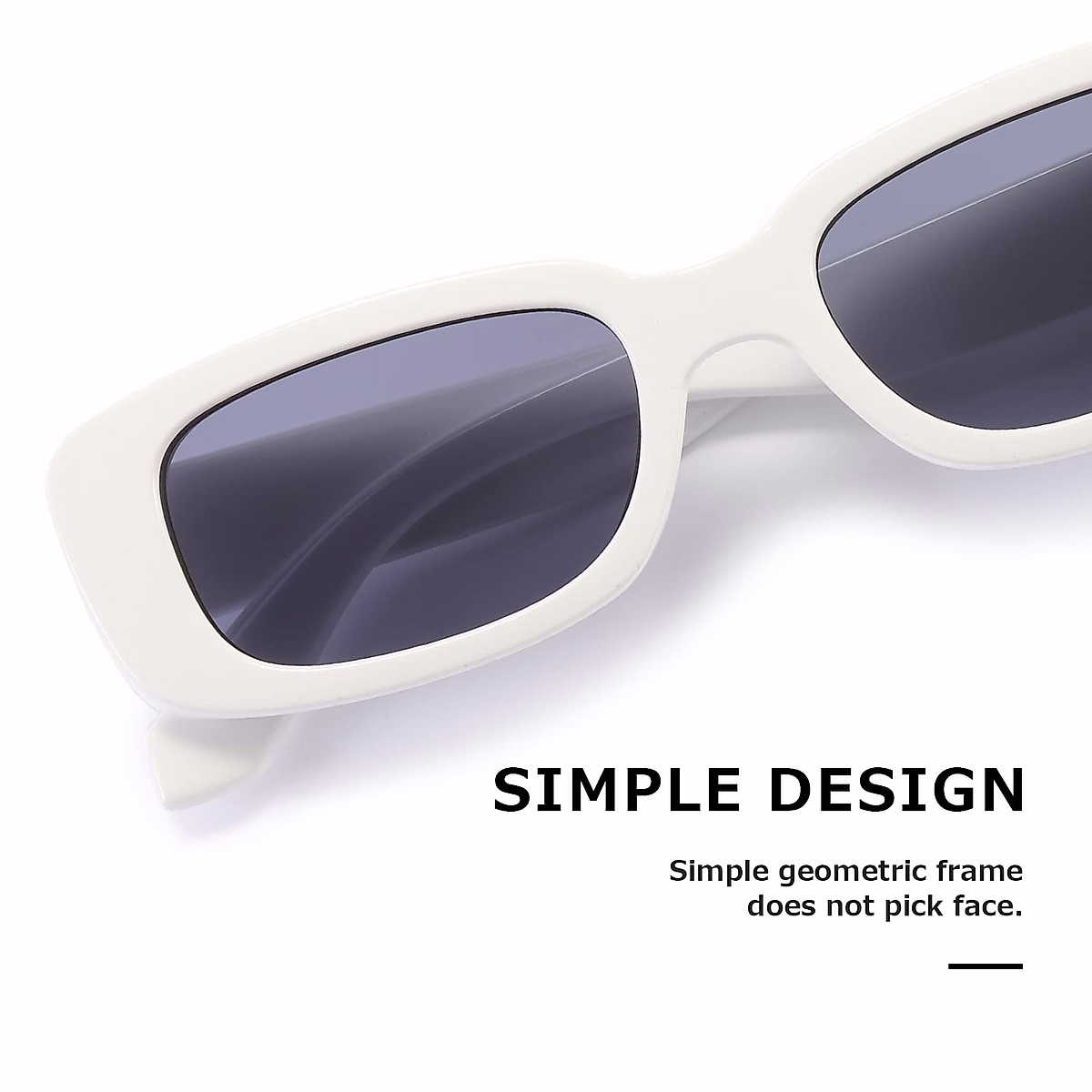 kimorn Rectangle Sunglasses for Women Men Trendy Retro Fashion Sun Glasses 90’s Vintage Square Frame K1200 (White Frame Grey Lens, 65)