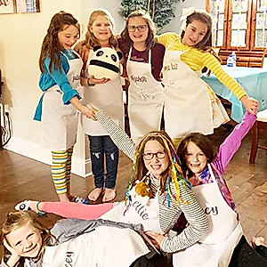 Novelty Place Kid's Apron with Chef Hat Set (3 Set) - Skin-friendly Children’s Bib with Pocket - Cooking, Baking, Painting, Training Wear - Kid's Size (6-12 Year, White)