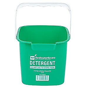 RW Clean 6 Quart Cleaning Buckets, 10 Detergent Square Buckets - With Measurements, Built-In Spout And Handle, Green Plastic Utility Buckets, For Home Or Commercial Use, - Restaurantware