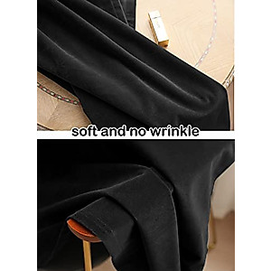 Joydeco Black Velvet Curtains 90 inch Length 2 Panels Burg Set, Luxury Rod Pocket Thermal Insulated Window Blackout Curtain, Room Darkening Drapes for Living Dining Room Bedroom Privacy