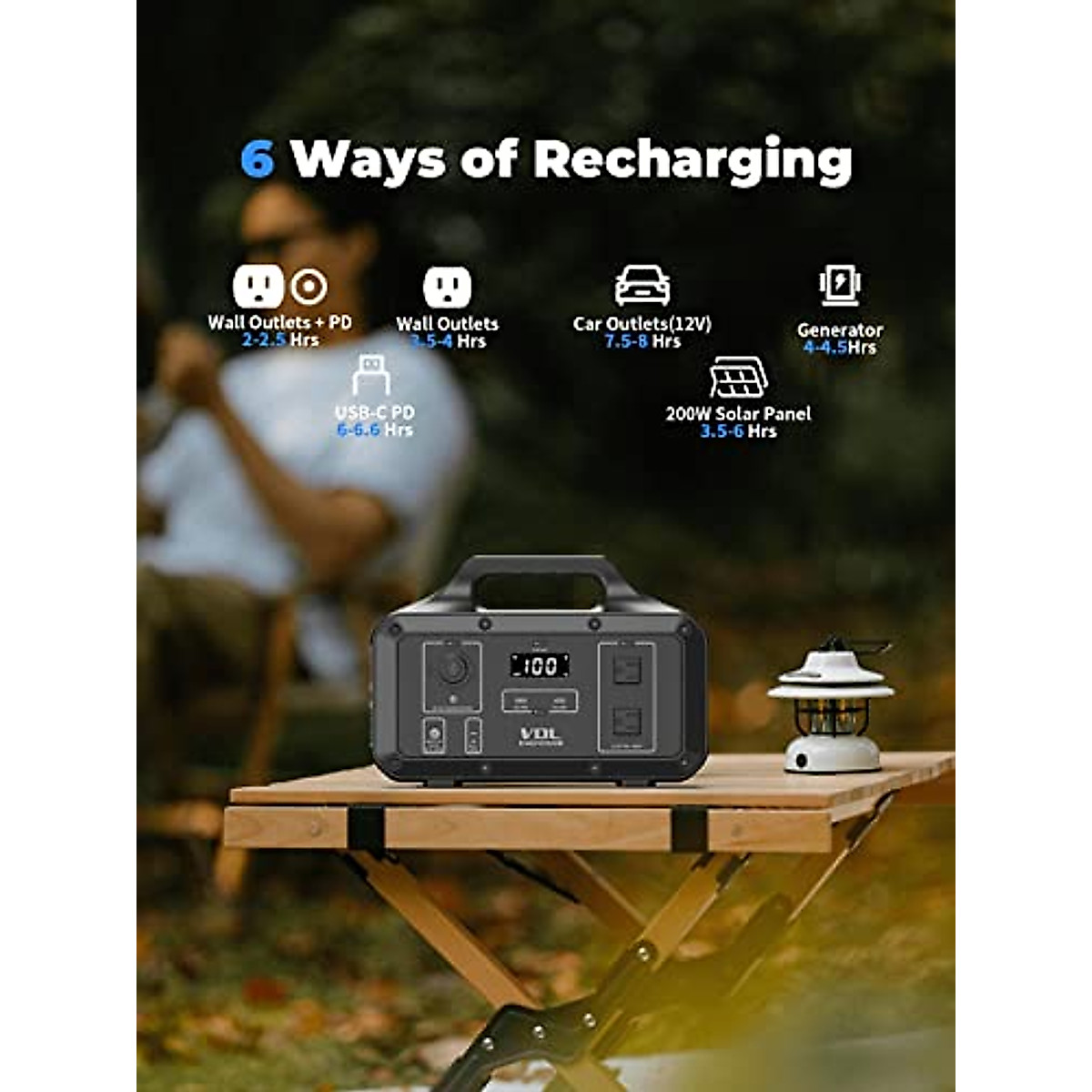 VDL Solar Generator 800W with 100W Solar Panel Included, 510Wh Portable Power Station, 800W AC Outlets, USB C PD 100W for Home Backup, RV Camping, Emergency