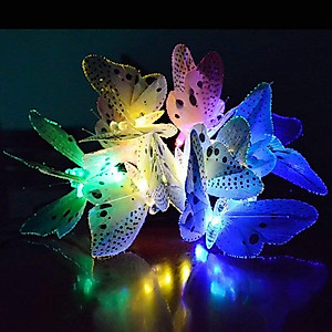 Berocia 20 LED Butterfly String Lights with Remote USB Plug in Outdoor Waterproof Twinkle Fairy Lights 8 Modes for Camping Indoor Bedroom Home Garden Party Decor Xmas Tree Porch Patio Night Light