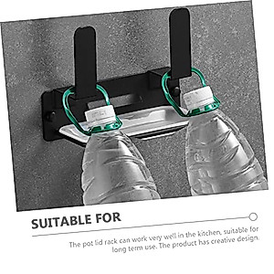 Cabilock 1 Set Wall Mounted Pot Lid Rack Stainless Steel Sheet Pans Stainless Steel Cutting Board Wall Bracket Hanging Pot Rack Hanger Pot Lid Stand Cabinet Door Lid Organizer Pp Black Tray