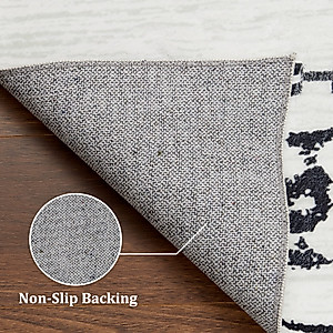 Zacoo Bohemian 5x7 Area Rugs for Living Room Non Slip Rugs Geometric Abstract Area Rug Low Pile Floor Carpet Throw Rug Bedroom Decor Non Shedding Area Rugs Dining Room Nursery Room Decor, Grey/White