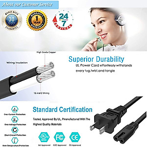 Marg AC in Power Cord Cable Plug Lead for Sonos ZonePlayer Connect:AMP ZP120 Digital Internet Radio Zone Player Music Player, Playbar Soundbar Wireless Speaker PBAR1US1BLK PBAR1US1BLK TV