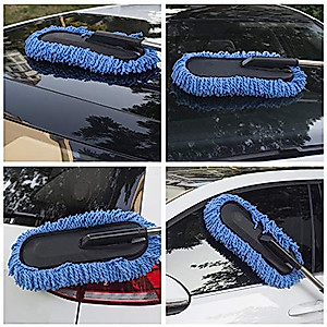 Loyakuu (3 Pack Microfiber Car Duster Exterior Scratch Free, Extendable Handle Interior Multipurpose dust Cleaning Duster for car(Medium)