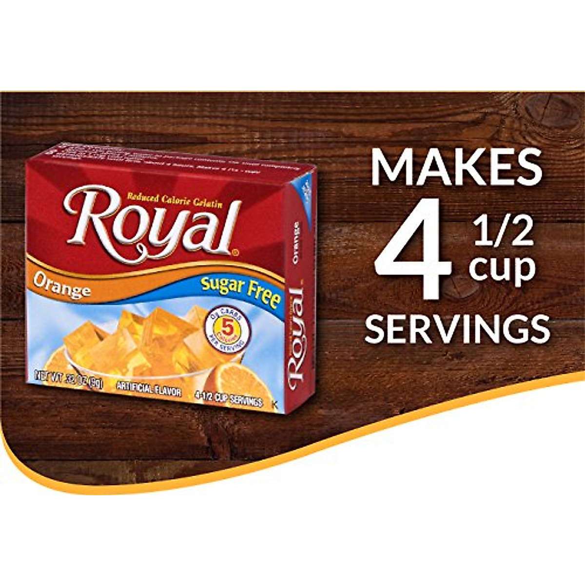 Royal Orange Gelatin Dessert Mix, Sugar Free and Carb Free .32oz Boxes (Pack of 12)