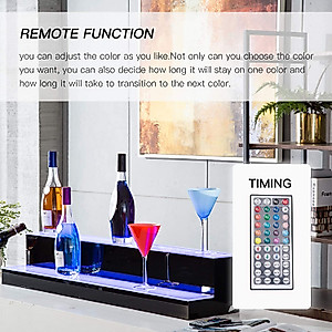 Alohappy LED Lighted Liquor Bottle Display Shelf, 40 in 2 Step LED Lighted Bar Shelf for Home Commercial Bar Drinks Acrylic Lighting Shelves High Gloss Black Finish with Remote Control