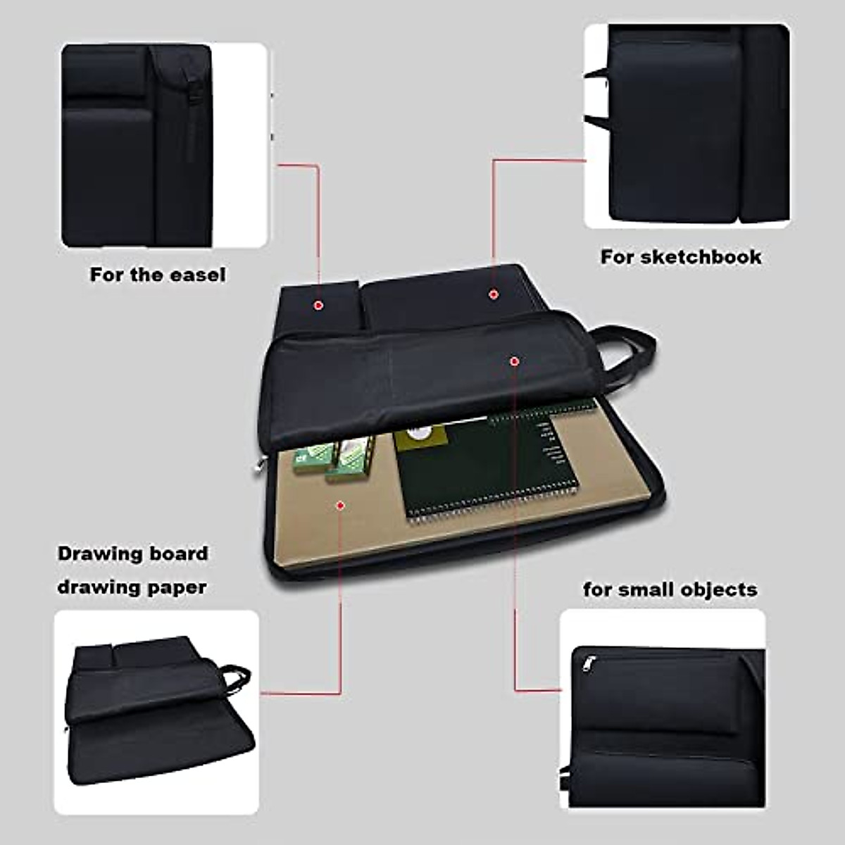 Art Portfolio Case Art Supplies Storage Tote Bag Art Portfolio Backpack Art Carrying Bag A2 4K Drawing Board Bag Portable for Art Student Sketchbook Folding Easel Shoulder Bag Hose Support, Foldable