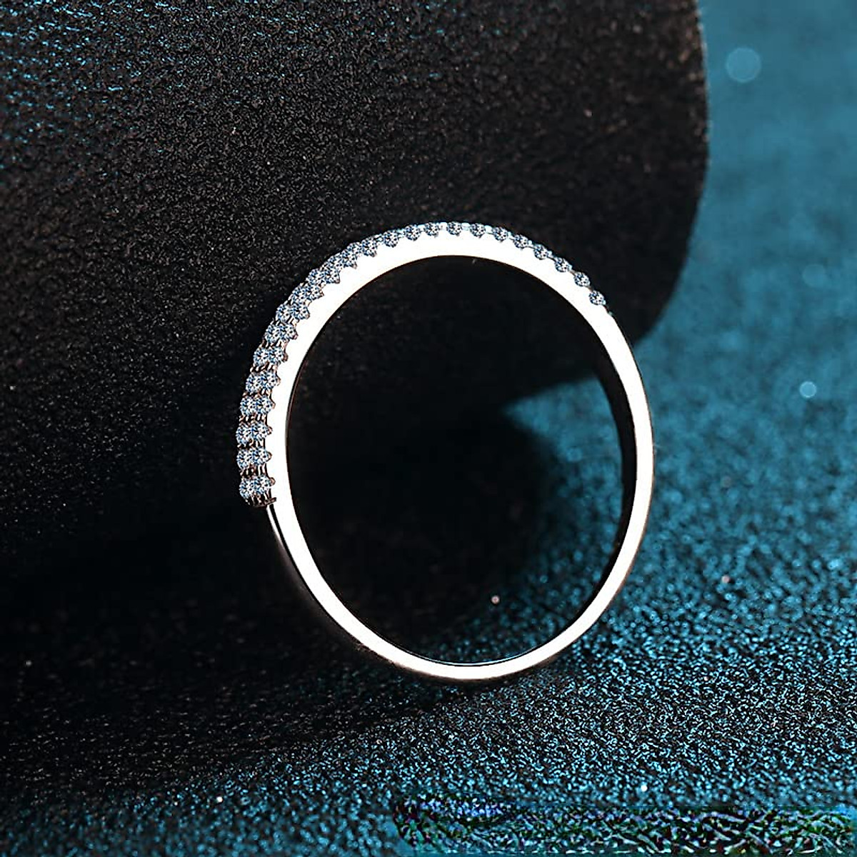 StarGems 0.23ct Double-Layer Moissanite 925 Silver Platinum Plated Band Ring B4490-0.23ct-5