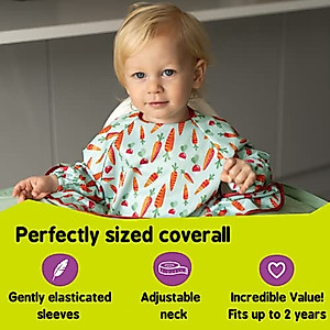 Tidy Tot- 2 Pack Spare Baby Bibs for Bib & Tray Kit - Mess Proof Long Sleeve Smock Attaches to Feeding Mat - 2 Waterproof Bibs – Machine Washable. Fits Babies and Toddlers 6-24 months.