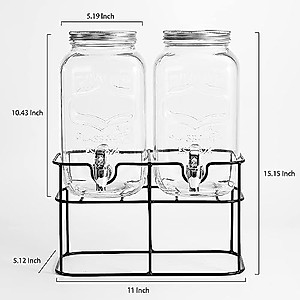 2 Pack Drink Dispenser with Stand Beverage Dispenser Each 1 Gallon Glass Drink Dispensers for Parties Lemonade Sangria Dispenser Mason Jar Drink Dispensers