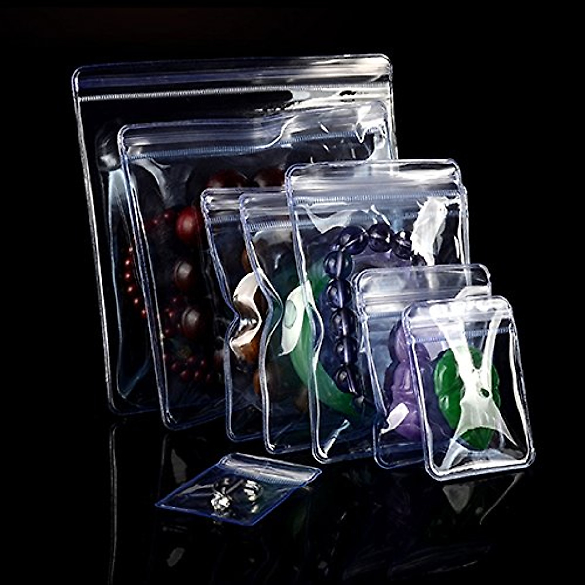 Self Seal Plastic Pack Zipper Lock Bags Clear PVC Antitarnish Jewelry Rings Earrings Packing Storage Pouch for Zip Transparent Anti-oxidation Lock Poly Pouch (100, 7x11cm (2.7x4.3 inch))