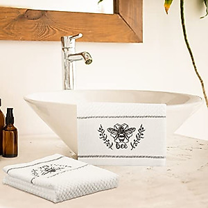 Tudomro 4 Pieces Farmhouse Bee Hand Towels Farmhouse Absorbent Cleaning Drying Bee Hand Towels 16 x 25 Inches Cotton Highly Absorbent Soft Luxury Towel Decorative Hand Towels for Bathroom