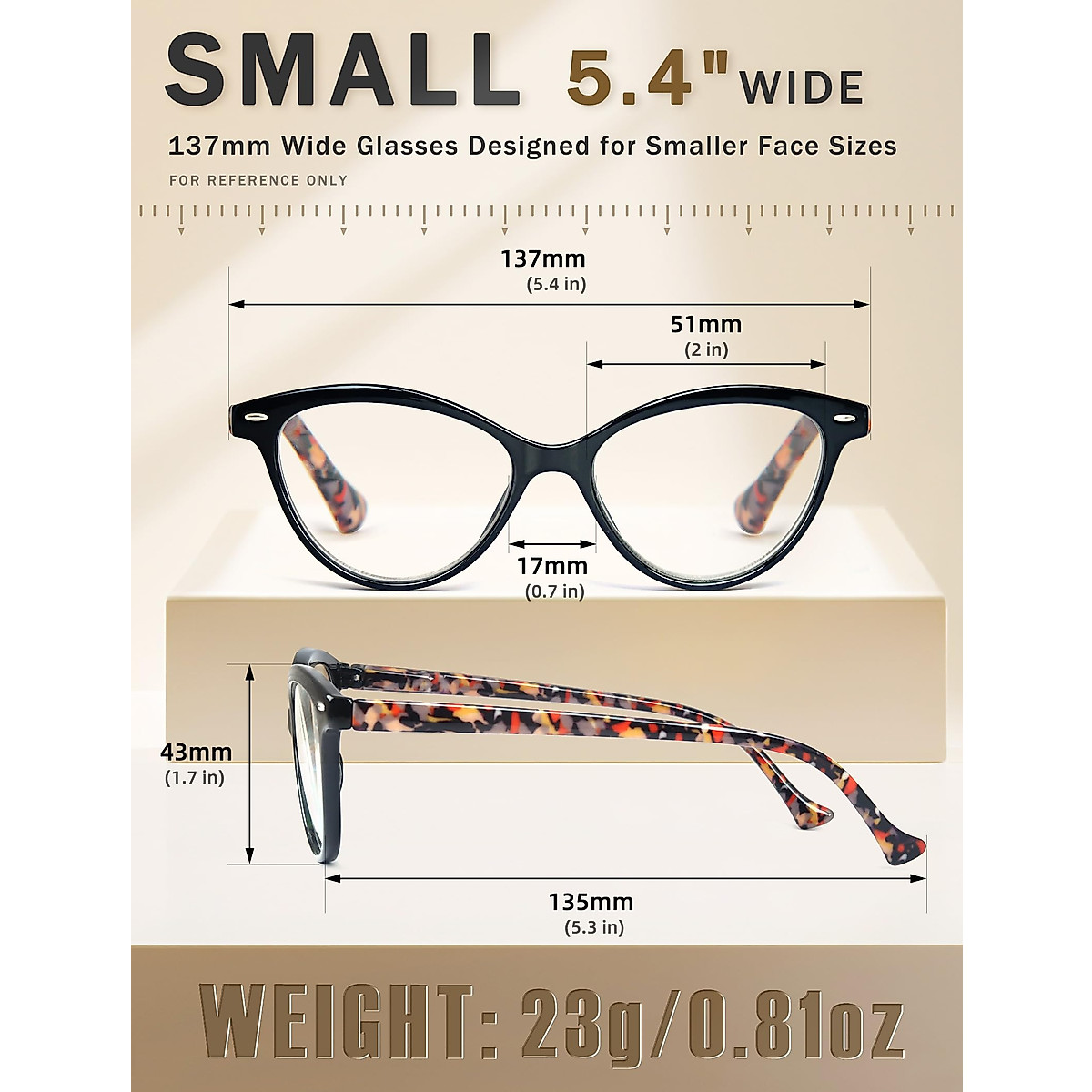 HEEYYOK Women Reading Glasses 4-Pack,Cateye Readers Glasses Small Face Comfort Spring Hinge (2.75, 4 Mix Color)