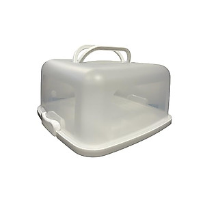 St@llion Plastic Large Square Cake Carrier with Lid Carry Handle and Easy Locking, Storage Container Lockable, Christmas Cookie Box, Trick-or-Treat 35 cm x 15 cm (Pack of 2)