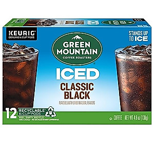 Green Mountain Coffee Roasters ICED Classic Black, Single Serve Keurig K-Cup Pods, Medium Roast Iced Coffee, 72 Count (6 Packs of 12)