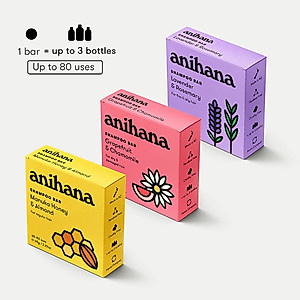 ANIHANA Shampoo Bar for Dry Damaged Safe For Color Treated Hair Moisturizing Hydrating Healthy Looking Hair Paraben Free Grapefruit and Chamomile 2.29 oz