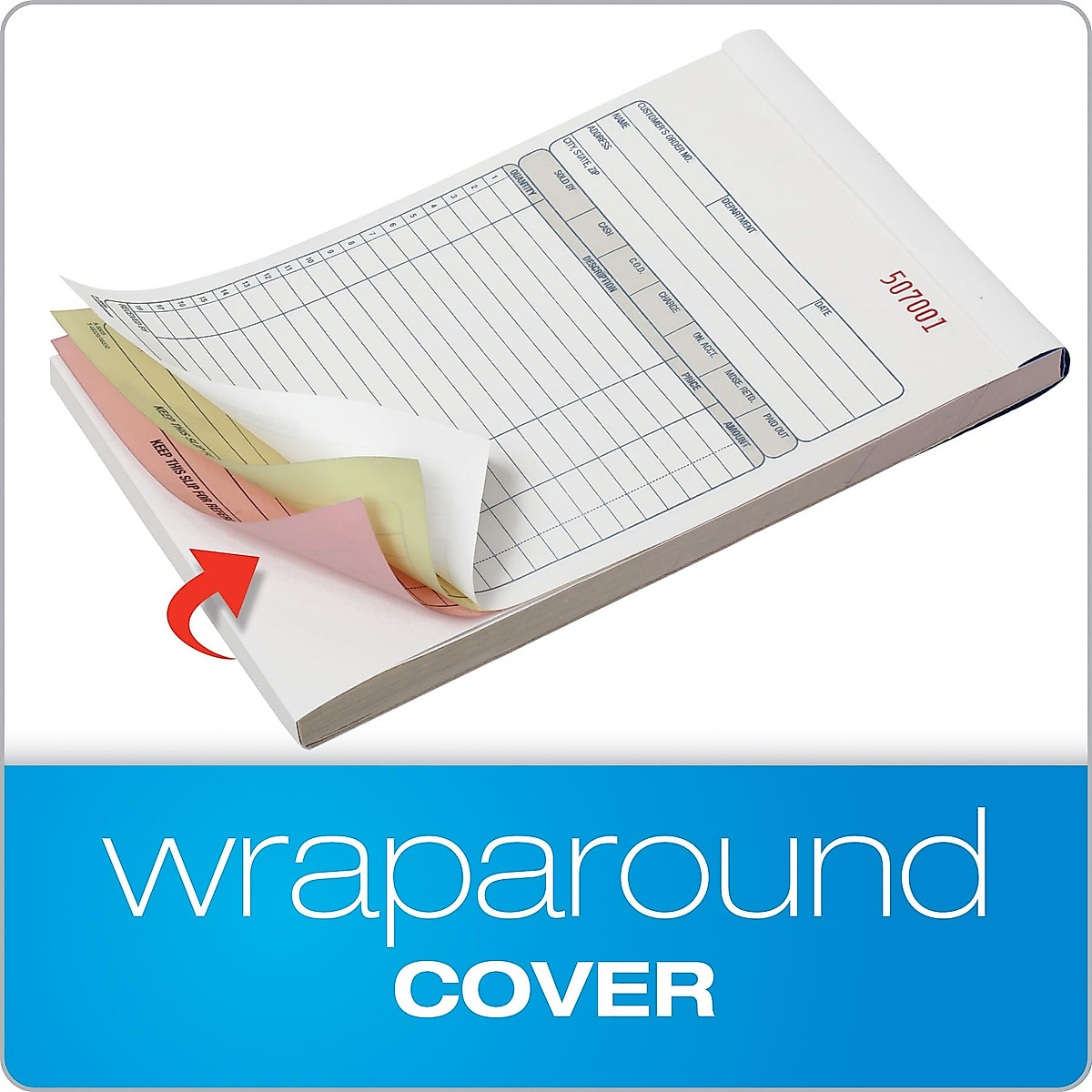 Adams Sales Order Book, 3-Part Carbonless, White/Canary/Pink, 5-9/16" x 8-7/16", 50 Sets (TC5805)