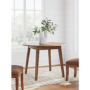 Signature Design by Ashley Berringer Dining Room Round Drop Leaf Table, Rustic Brown