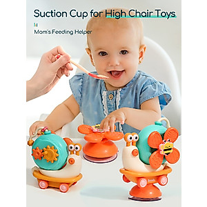 5-in-1 High Chair Toy with Suction Cups Spinner Montessori Toys for Toddler 1-3 Year Old-Fine Motor Infant Tray Sensory Travel Toys for Baby 6-12-18 Months Boy Girl Newborn Birthday Gift