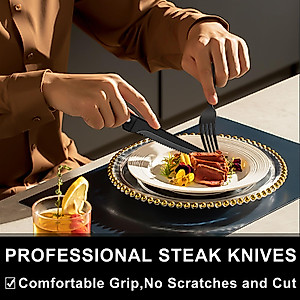 49-Piece Black Silverware Set with Organizer, Heavy Duty Stainless Steel Black Flatware for 8, Cutlery Utensil Sets with Steak Knives, Rust-proof, Mirror Polished, Dishwasher Safe