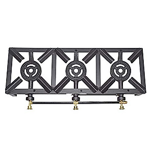 COOKAMP Triple Burner Angle Iron Camp Stove with CSA Listed Regulator and 4ft Hose [SA3200]