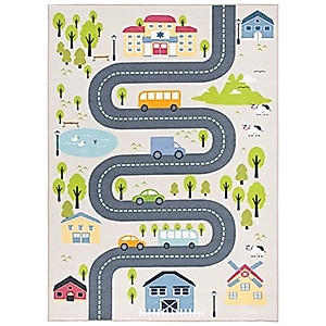 SAFAVIEH Kids Playhouse Collection Area Rug - 5'5" x 7'7", Beige & Green, Non-Shedding Machine Washable & Slip Resistant Ideal for High Traffic Areas for Boys & Girls in Playroom (KPH227A)