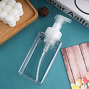 Hethyo Foaming Soap Dispenser 3 Pcs 450ml/15.2oz Square Refillable Plastic Hand Pump Bottle for Liquid Soap Shampoo Body Wash (Clear)