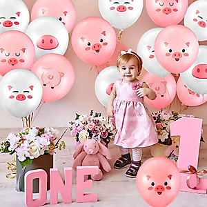 50 Pcs Pig Farm Animal Balloons 12 Inch Pig Print Latex Balloons Piggy Pink Birthday Party Decorations Cute Kids Party Balloons for Farmhouse Pink Farm Themed Birthday Baby Shower Party Supplies