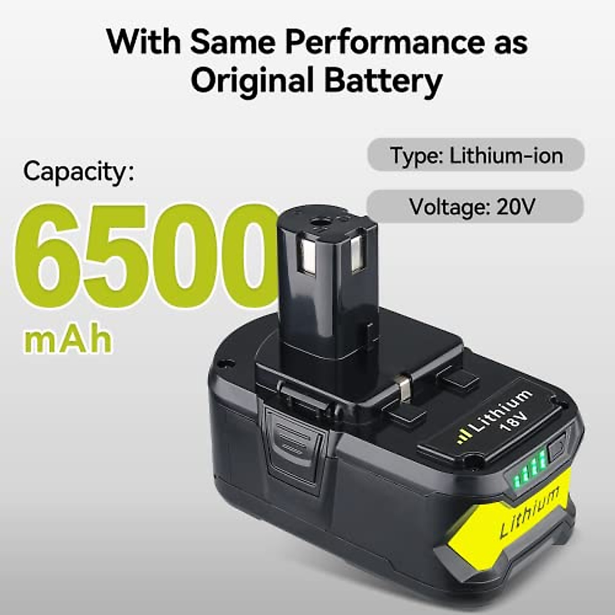 THISS 2Pack 6.5AH P104 P108 Battery Replacement for Ryobi 18V Battery P105 P102 P103 P107 P109 P122 P190 PBP005 for Ryobi 18v Lithium Battery Cordless Tool Battery Packs