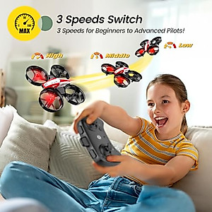 Holy Stone Mini Drone for Kids and Beginners RC Nano Quadcopter Indoor Small Helicopter Plane with Auto Hovering, 3D Flips, Headless Mode and 3 Batteries, Great Gift Toy for Boys and Girls, Red