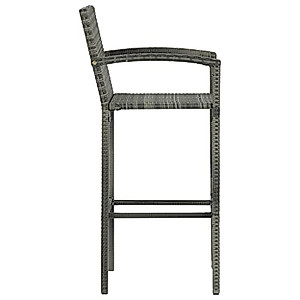 Bar Stools 2 pcs Gray Poly Rattan
