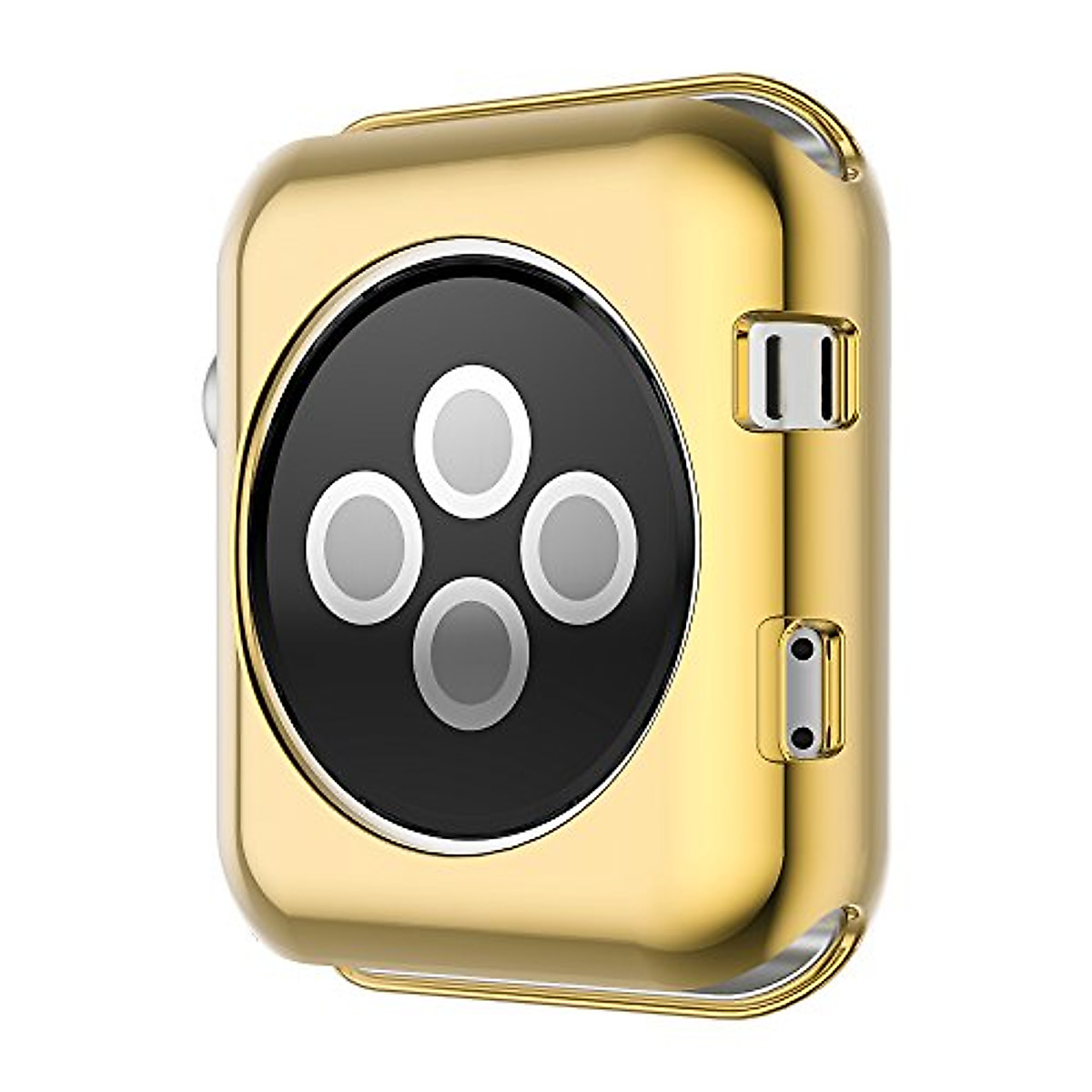 Leotop Compatible with Apple Watch Case 44mm 40mm, Soft Flexible TPU Plated Protector Bumper Shiny Cover Lightweight Thin Guard Shockproof Frame Compatible for iWatch Series 6 5 4 SE(Gold, 44mm)