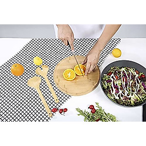 Webbylee Large Salad Serving Bowls with Tongs, Mixing Bowl with Servers with Nature Bamboo Lid Spoon and Fork for Salads, Fruits and Vegetables, Dishwasher Safe, BPA free (Dark grey)