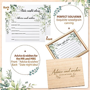 Ctosree 50 Pcs Advice and Wishes Card for The New Mr and Mrs Wedding Advice Card for Bridal Shower with 1 Advice Card Box Reception Guest Book for Bride Groom Newlywed Engagement Party Decoration