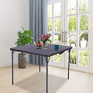 REDCAMP 34" Square Folding Card Table with Resin Top, Portable Fold in Half Small Card Tables with Collapsible Legs for Adults Indoor Outdoor Use, Brown