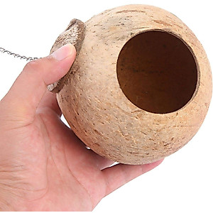 Litewoo Bird Nest House Bed Hut Natural Coconut Shell Seed Feeder Toy for Parrot Parakeet Cockatiel Conure Canary Finch Pigeon Hamster Gerbil Rat Mice Chinchilla Guinea Pig Cage Accessories