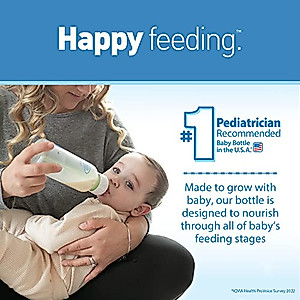 Dr. Brown’s Natural Flow® Anti-Colic Options+™ Narrow Glass Baby Bottles 8 oz/250 mL, with Level 1 Slow Flow Nipple, 2 Pack, 0m+