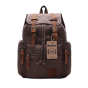 Berchirly Canvas Backpack Men Women Casual Computers Laptop Bags Hiking Rucksack Daypacks