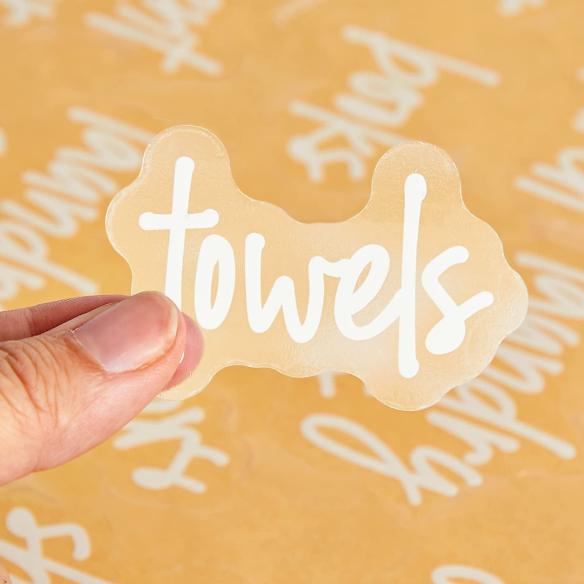 Talented Kitchen 141 Laundry Room Labels for Jars and Containers, Preprinted White Script Stickers for Linen Closet, Bathroom Organization, Cleaning Supplies (Water Resistant)