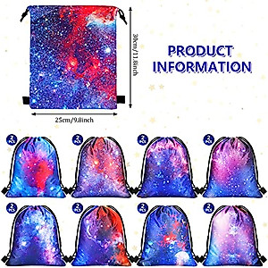 Woanger 16 Pcs Galaxy Birthday Party Favor Bags Galaxy Gift Bags Candy Goodie Drawstring Bag for Kids Party Decorations(Stylish)
