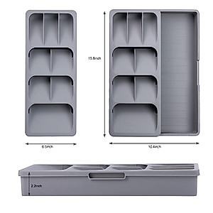 Faridabio Silverware Organizer Storage Tray,Cutlery Expandable Organizer for Kitchen Drawer Holding Flatware Spoons Forks