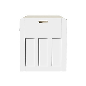 WARMHONIU Shoe Storage Bench with 2 Drawers & 2 Door Cabinet, Entryway Bench with Shoe Storage, Shoe Bench with Cushion, Adjustable Shelves, Shoe Rack Bench for Entryway, Hallway, Bedroom, White